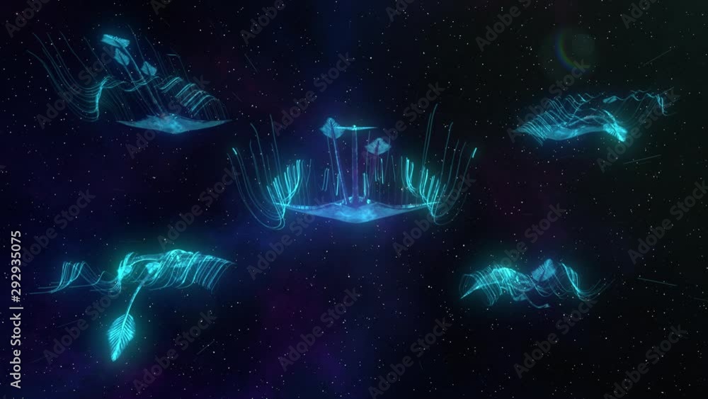 Abstact Sky Stingrays Flying in Space. Production Quality footage in ...