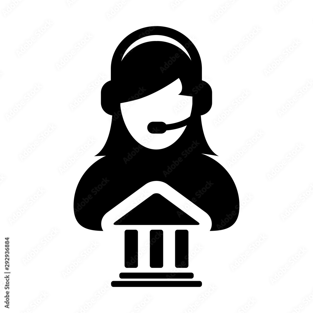 Helpline icon vector call center female person profile avatar for ...