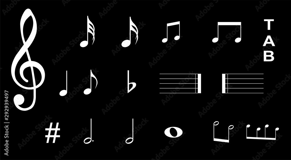 musical symbols , Elements of musical symbols, icons and annotations ...