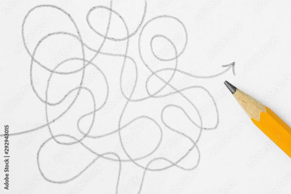 Messy line drawing with pencil - Concept of mental confusion ...