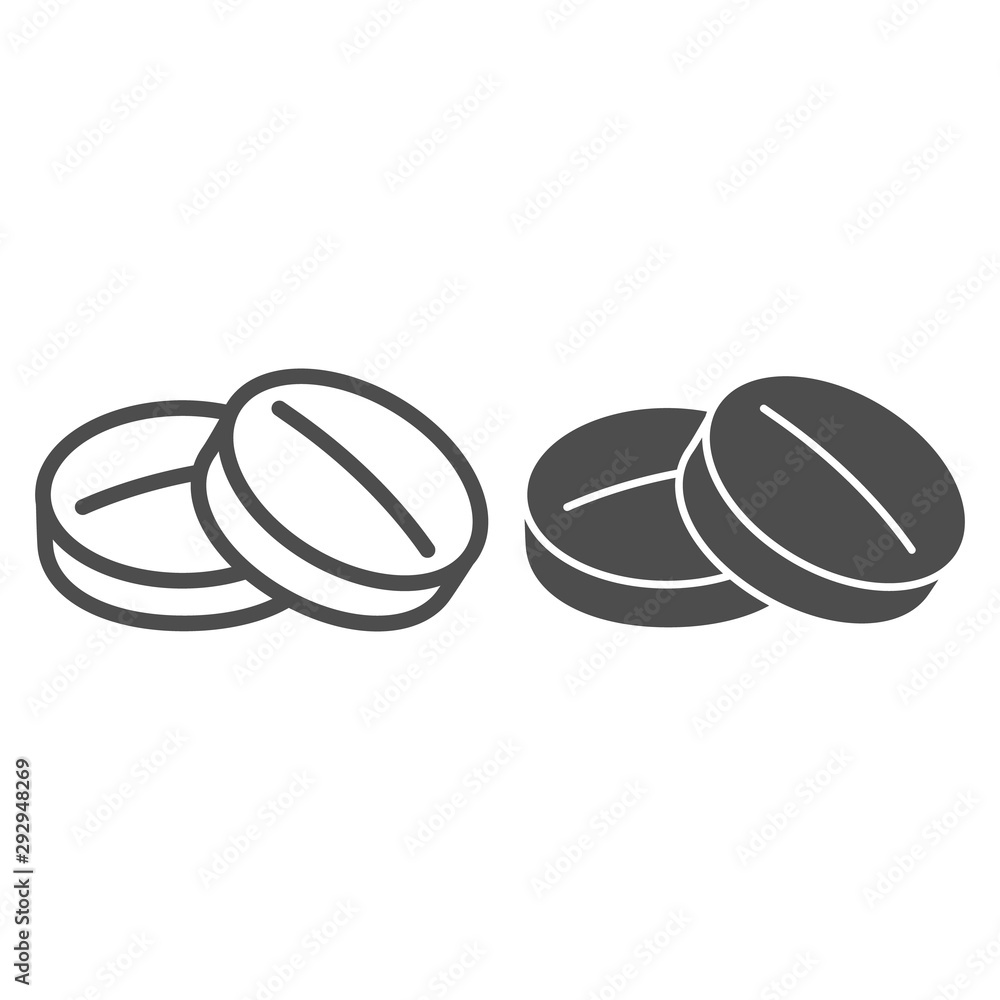 Round tablet line and glyph icon. Medicine pills vector illustration ...