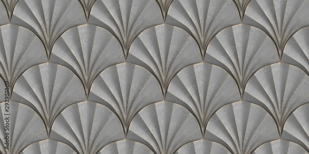 3d Wallpaper of panels in the form of matte red gold fans with dirt ...