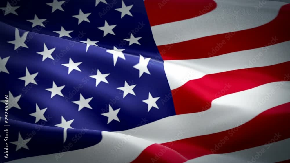 American flag waving video in wind. Realistic United States Flag ...
