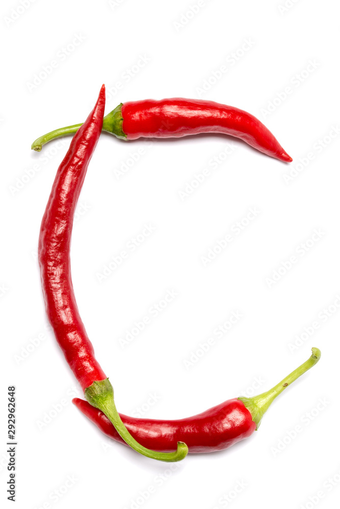 English alphabet made of chili peppers on white background. Font made ...