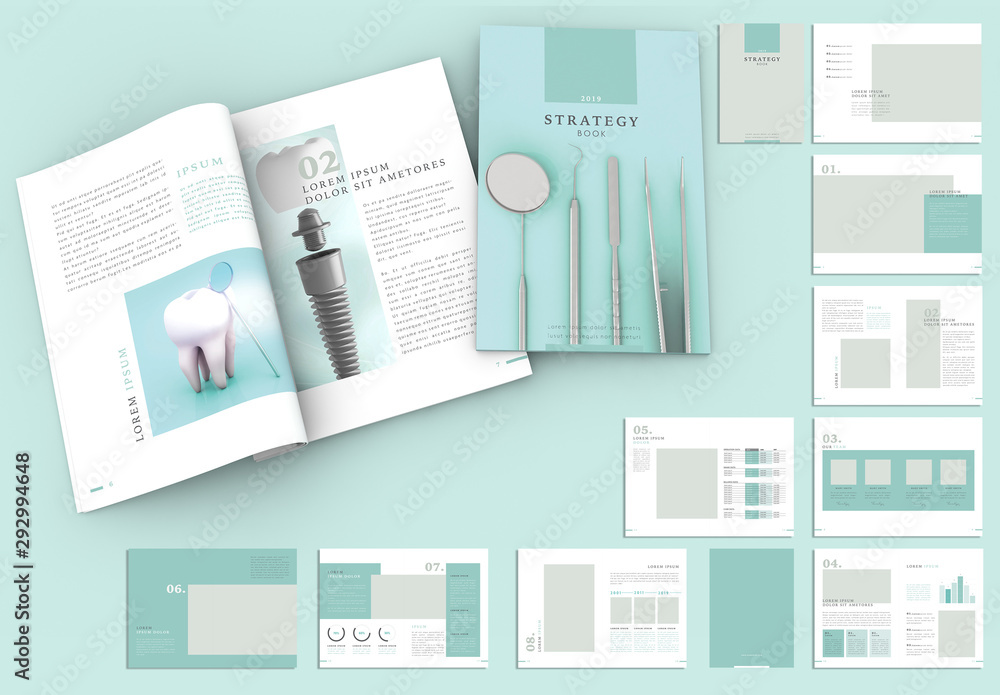 Teal and White Brochure Layout Stock Template | Adobe Stock