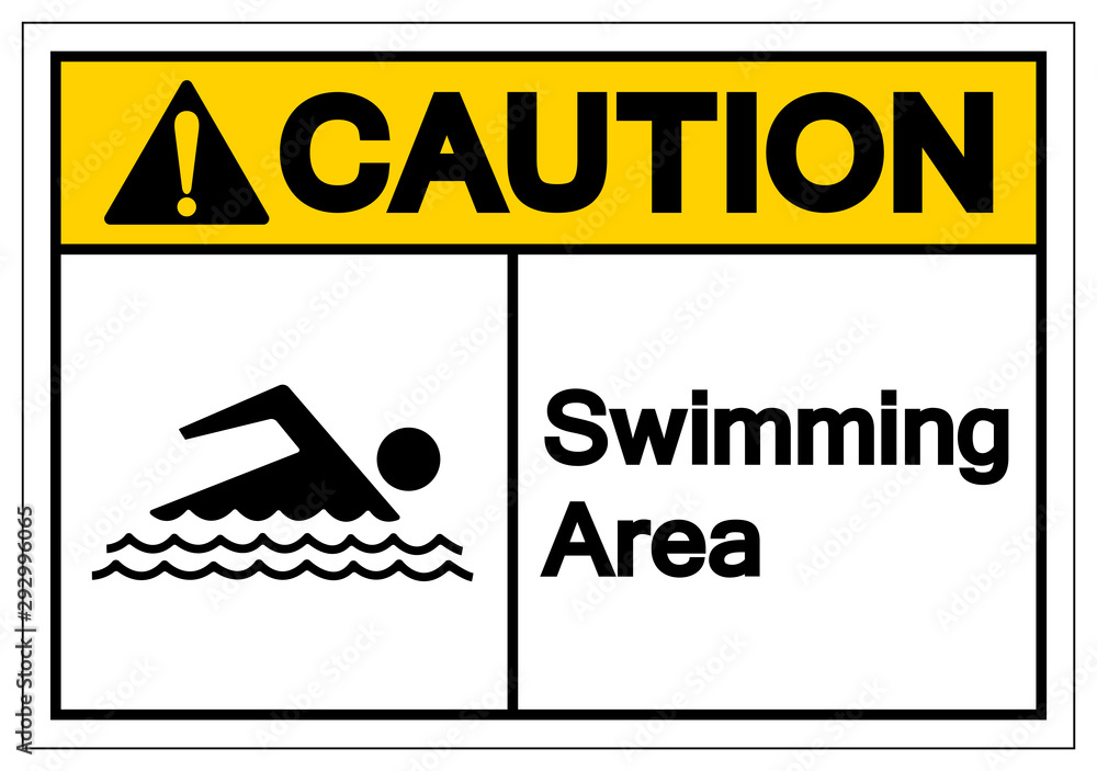 Caution Swimming Area Symbol Sign, Vector Illustration, Isolated On ...
