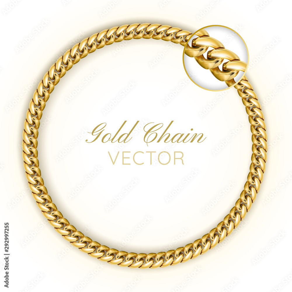 3D Realistic vector gold chain. Gold Chain round wreaths for use as a ...
