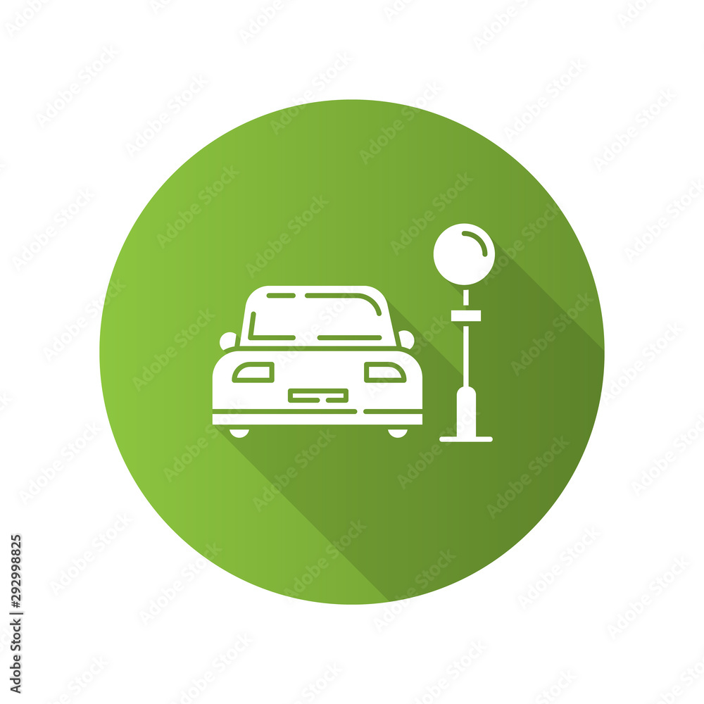 Assigned car parking zone green flat design long shadow glyph icon ...