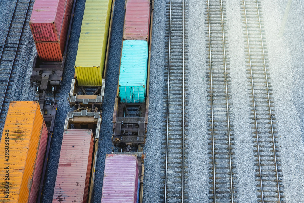 Freight Container Trains at Railway Station Stock Photo | Adobe Stock