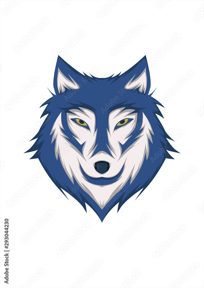 wolf face vector design. Wolf mascot vector art. Frontal symmetric ...