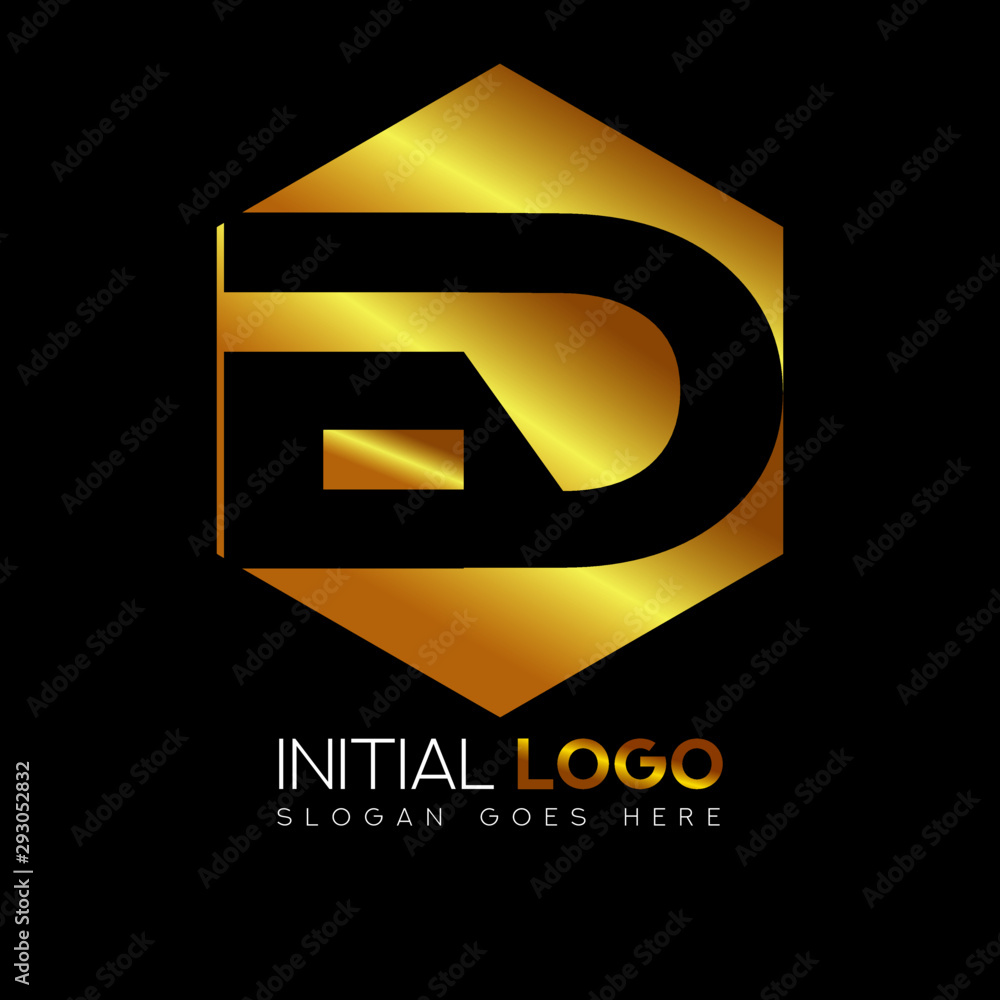 Initial logo ED negative space gold diamond Stock Vector | Adobe Stock