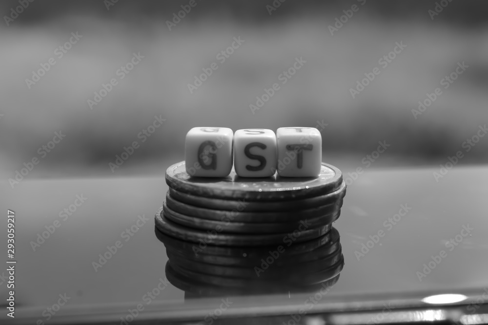 Gst and coins on ground floor top view,b&w top view gst Stock Photo ...