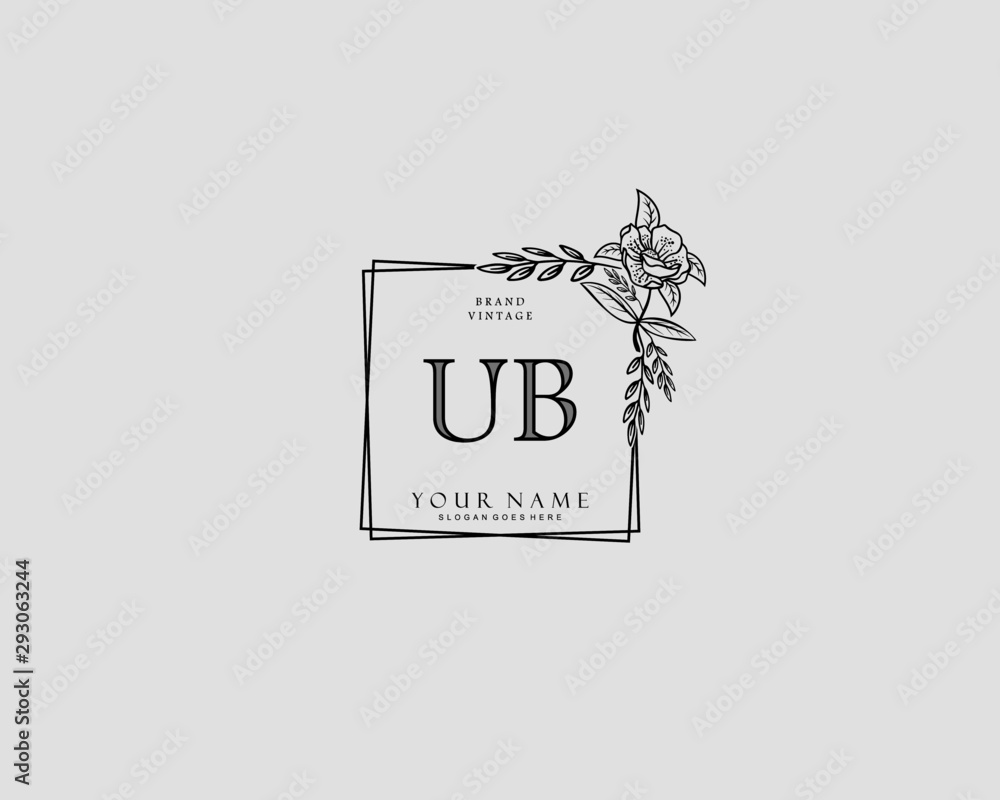 Initial UB beauty monogram and elegant logo design, handwriting logo of ...