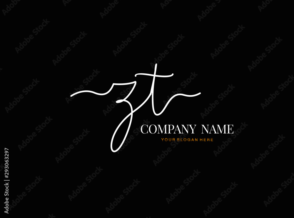 Z T ZT Initial handwriting logo design with circle. Beautyful design ...