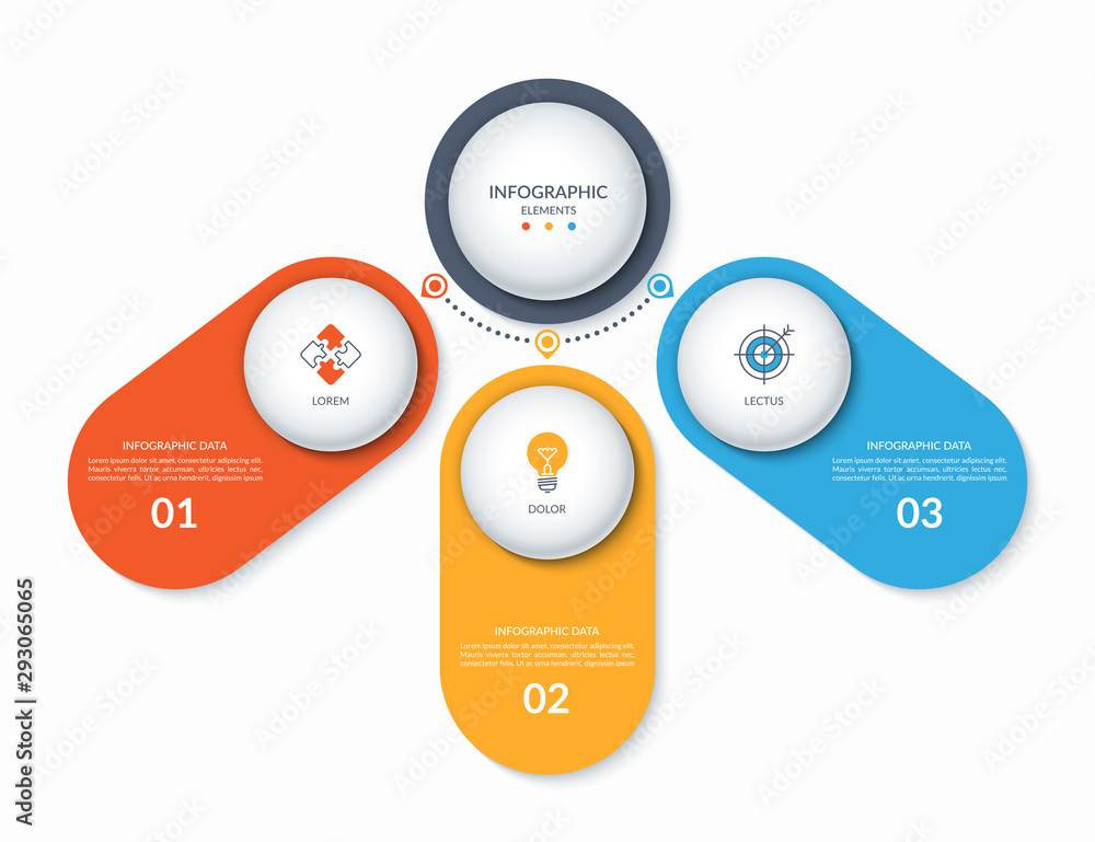 Infographic template with 3 options. Can be used as a chart, diagram ...