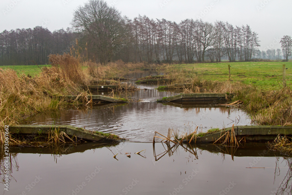 Simple wooden fish ladder in the Netherlands, designed to help fish ...