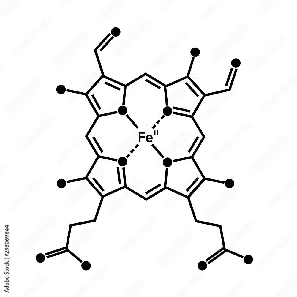 Hemoglobin (haemoglobin) chemical formula on white background Stock ...