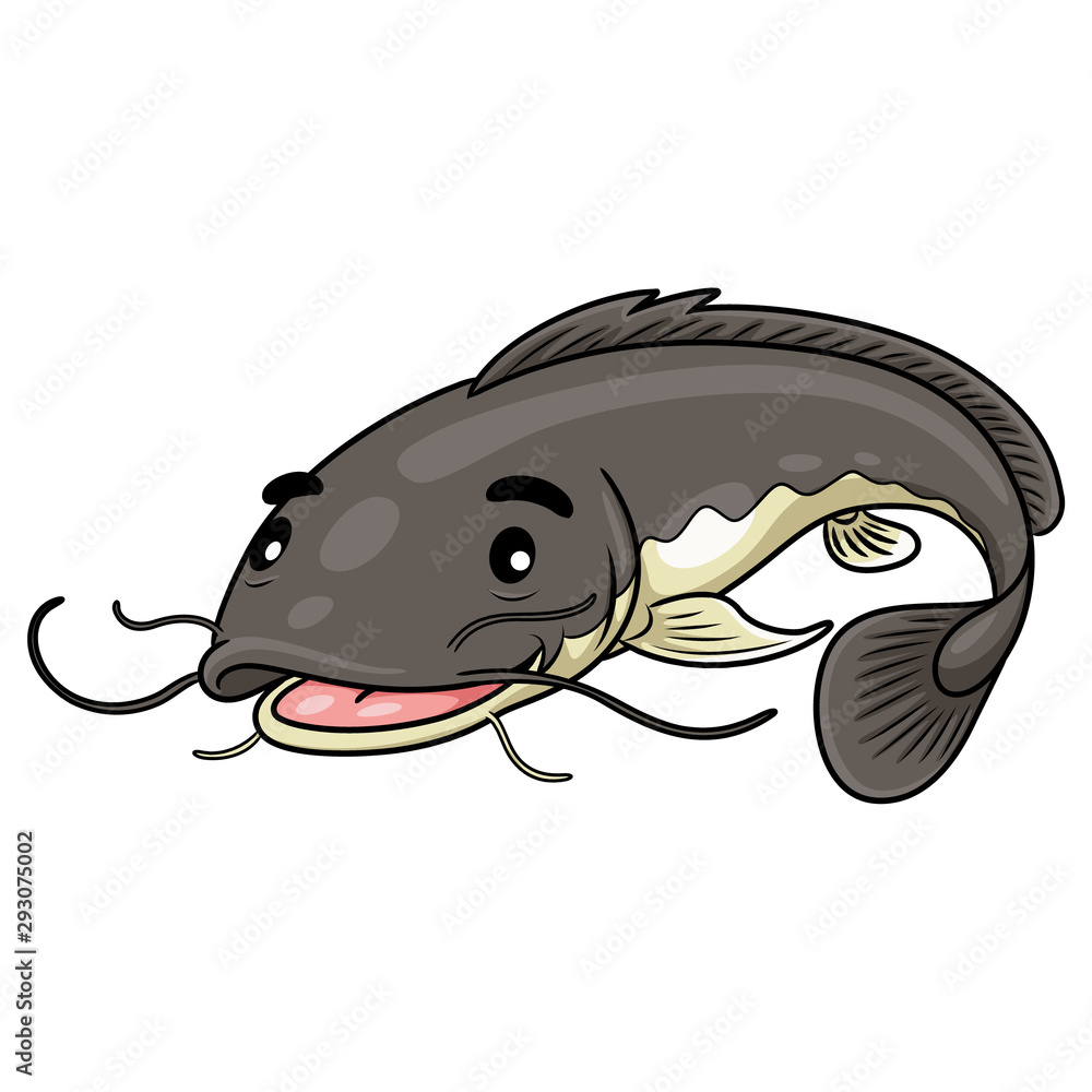 Catfish Cute Cartoon Stock Vector | Adobe Stock