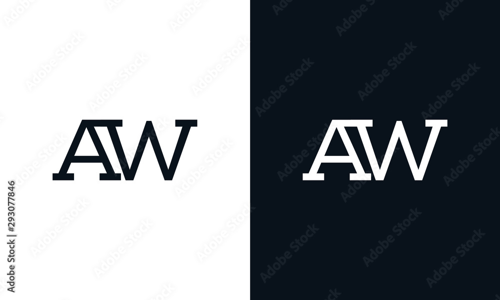 Minimalist line art letter AW logo. This logo icon incorporate with two ...