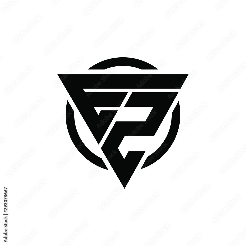 EZ, ZE, E2, 2E Triangle Logo Circle Monogram Design Vector Super Hero ...