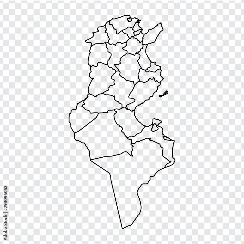 Vecteur Stock Blank map Tunisia. High quality map of Tunisian Republic ...