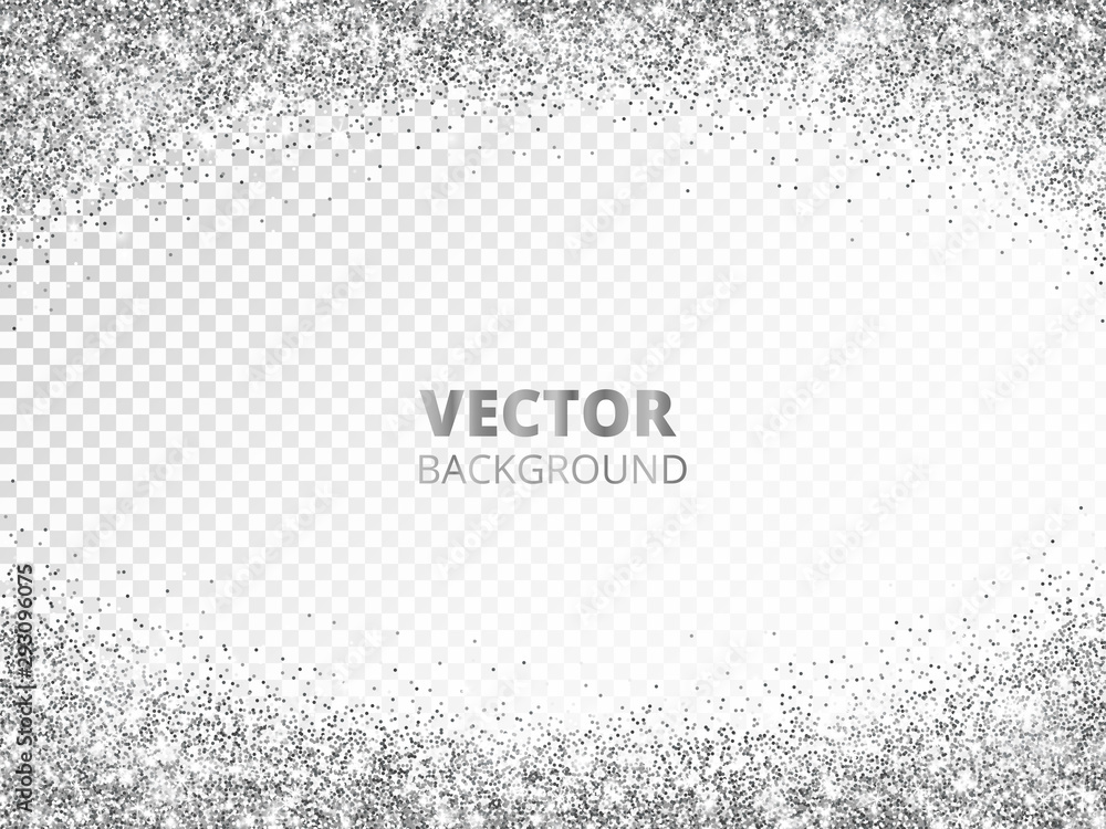 Sparkling glitter border, frame. Falling silver dust isolated on ...