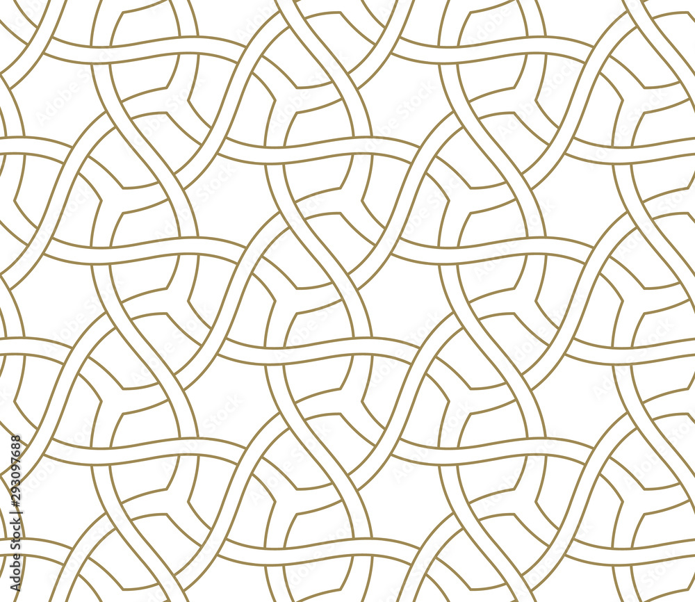 Seamless pattern with abstract geometric line texture, gold on white ...