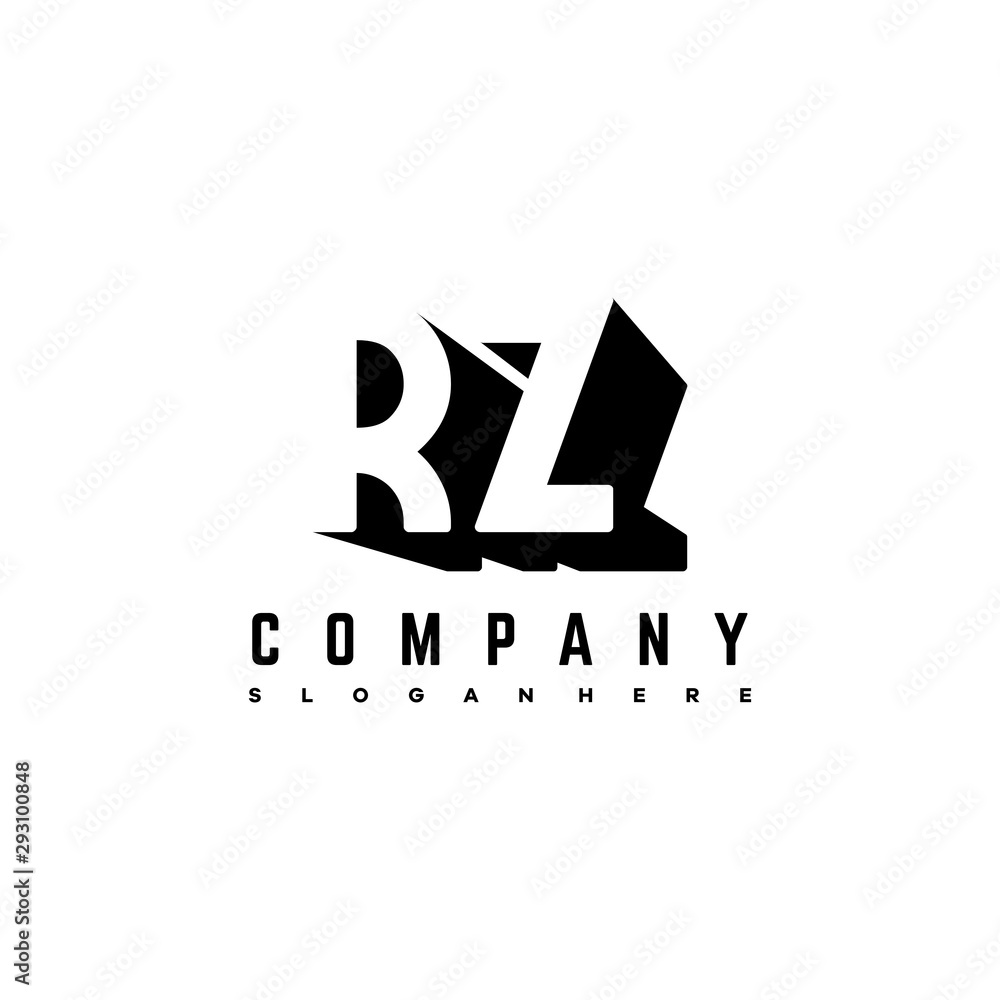 RZ Letter Initial Logo Design in shadow shape design concept. Stock ...