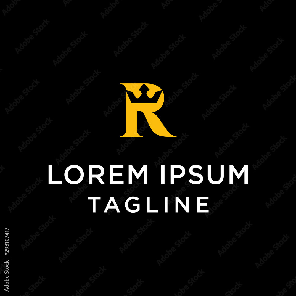 Letter R crown vector logo Design template. Design with gold color ...