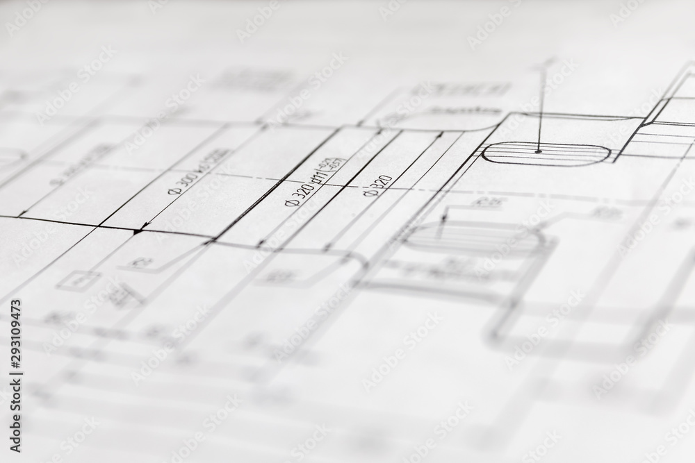 a part of the design drawing of a mechanical device Stock Photo | Adobe ...