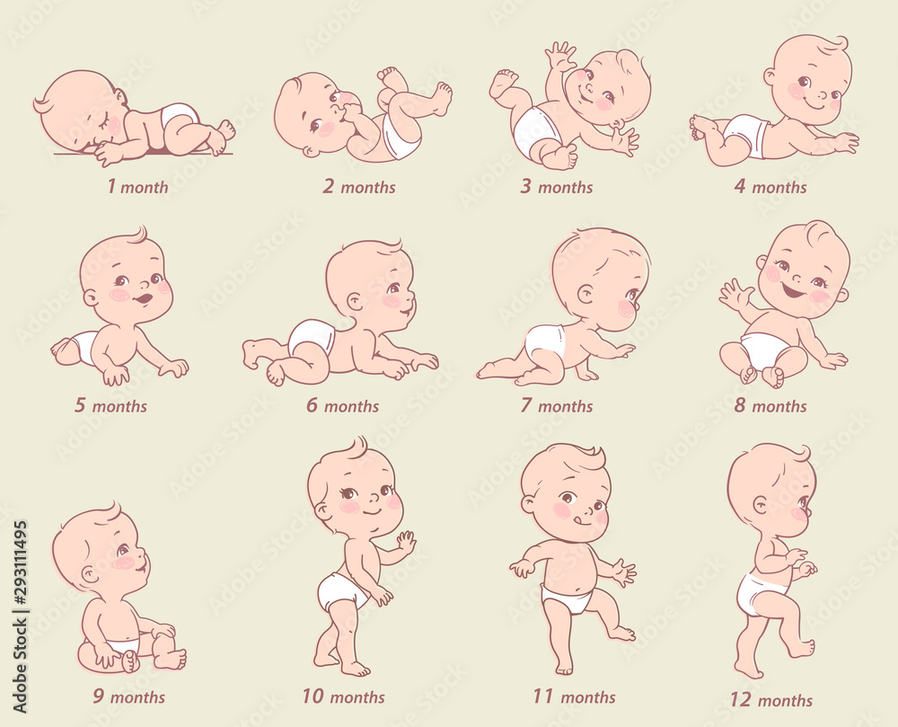 Set of baby growth, health and development icon. Stock Vector | Adobe Stock