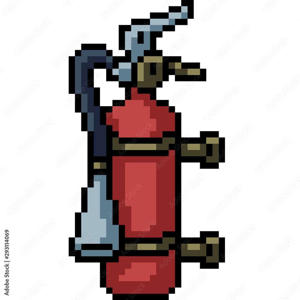 vector pixel art fire extinguisher Stock Vector | Adobe Stock