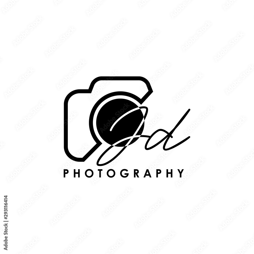 Initial Letter JD with camera. Logo photography simple luxury vector ...