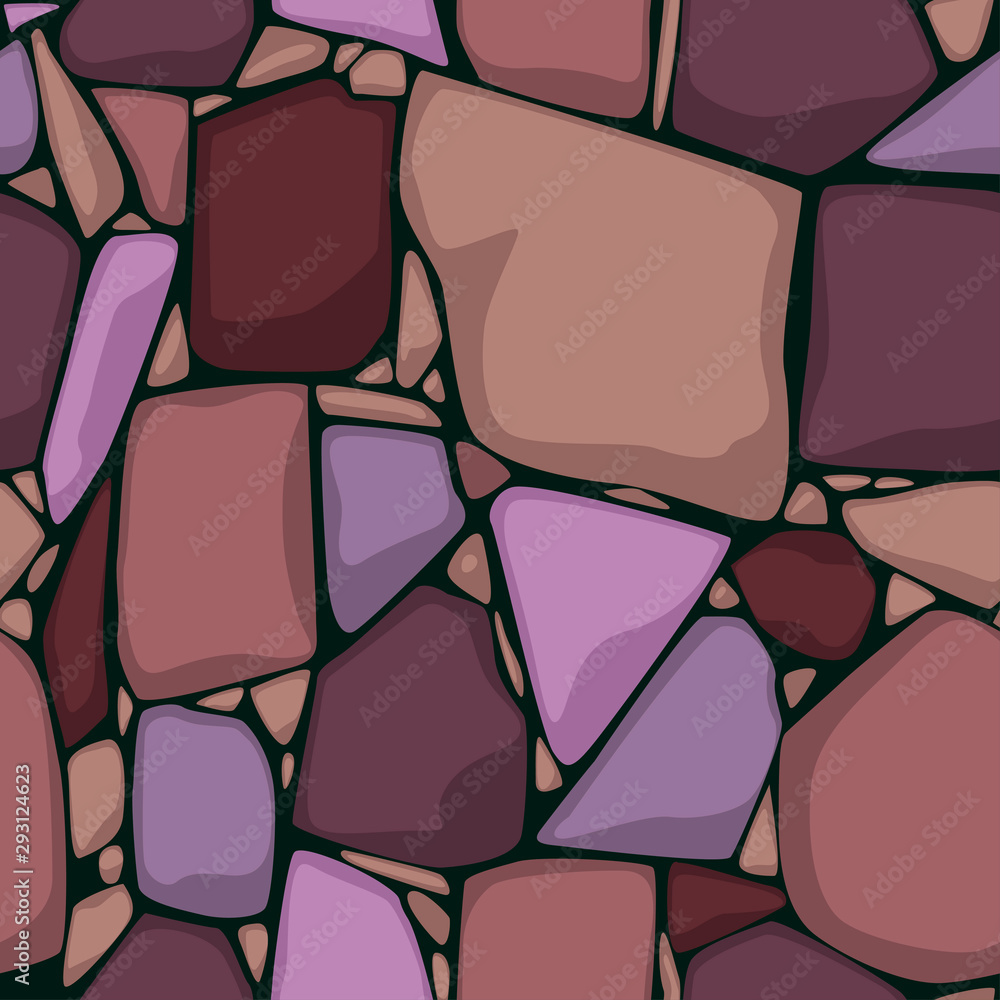 Seamless stone texture. Cartoon vector Seamless texture. Colored Stones ...