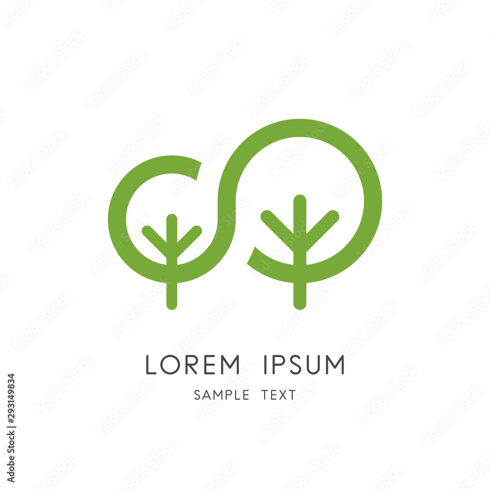 Tree family logo - big plant and small sapling symbol. New life in ...