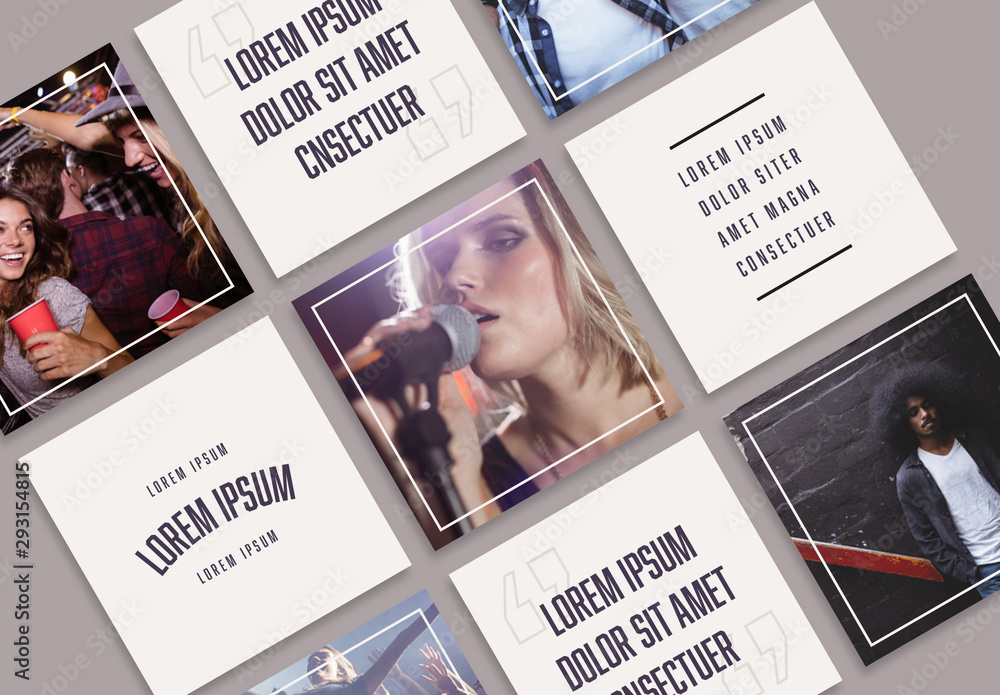 Minimalist Social Media Grid Layout Stock Template | Adobe Stock