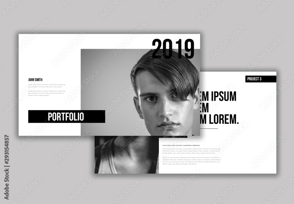 Black and White Portfolio Layout Stock Template | Adobe Stock