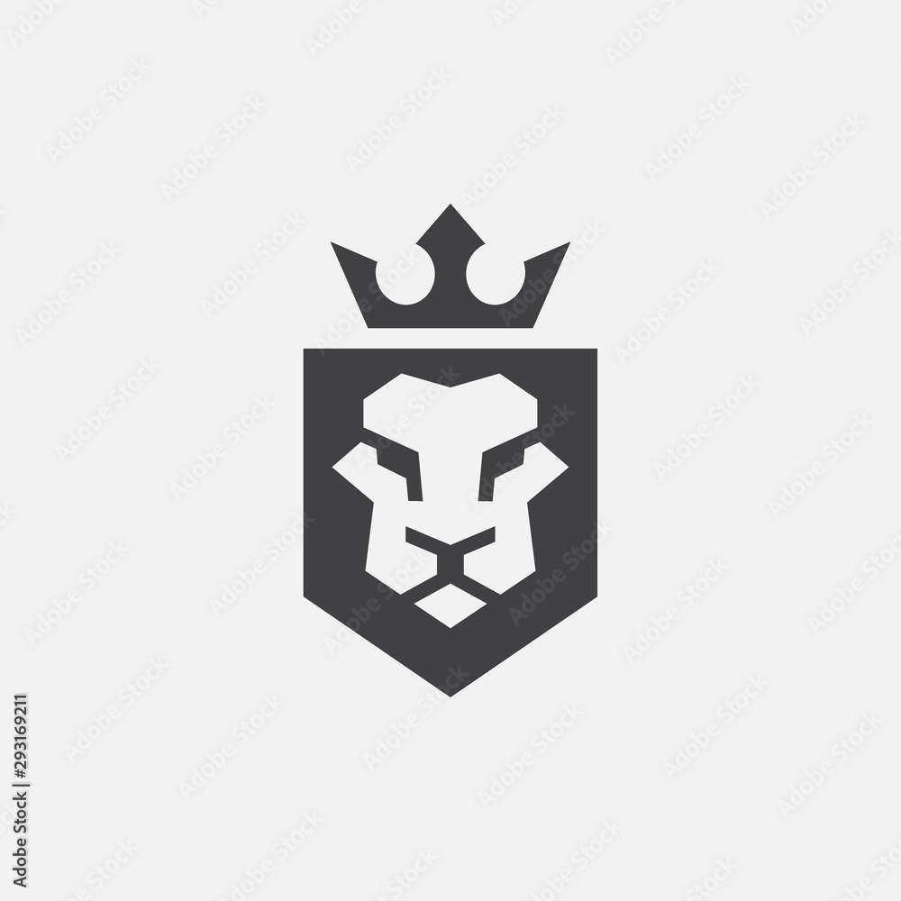 lion shield luxury logo icon, elegant lion shield geometric logo design ...