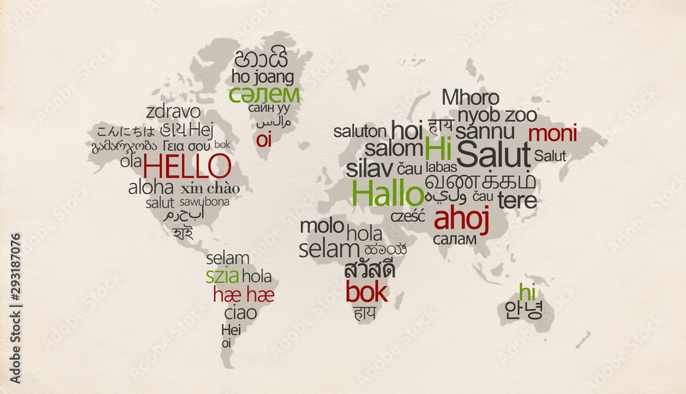 Creative map with different languages on special countries Stock ...