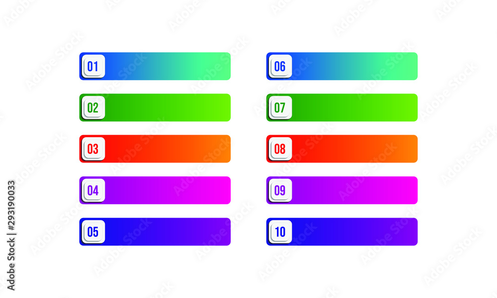 Bullet Points With Numbers 1 to 10 in Colorful Text Boxes. Vector Web Element Stock Vector ...