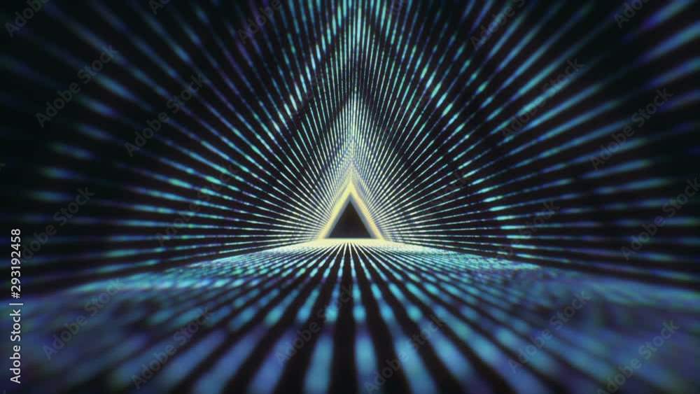 Vidéo Stock Camera moving into a blue triangular tunnel formed by ...