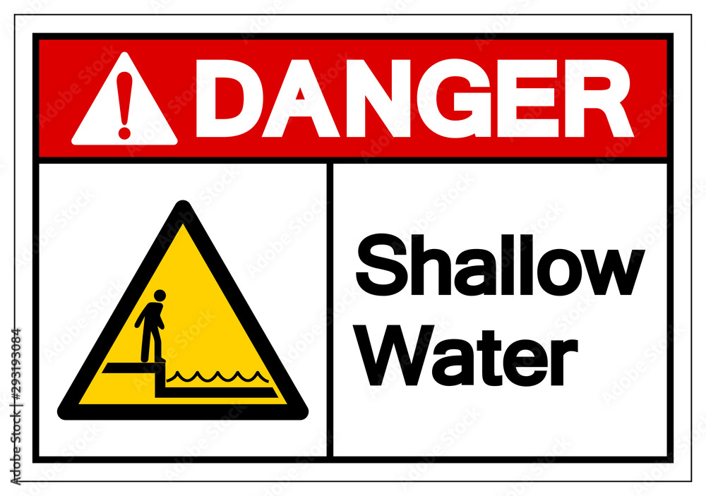 Danger Shallow Water Symbol Sign, Vector Illustration, Isolated On ...