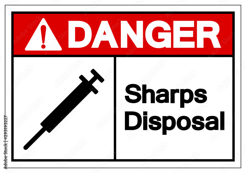 Danger Sharps Disposal Symbol Sign, Vector Illustration, Isolated On ...