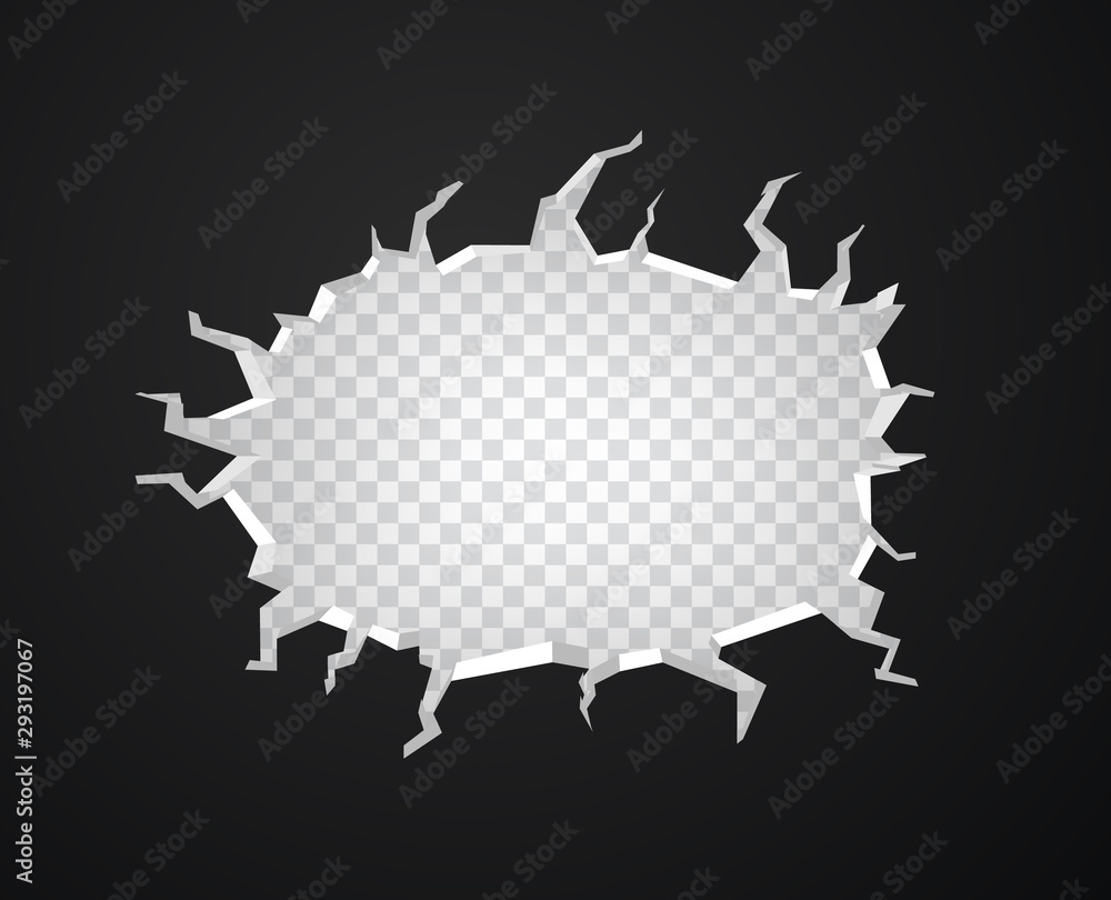 Hole on transparent background. Broken wall concept. Vector ...