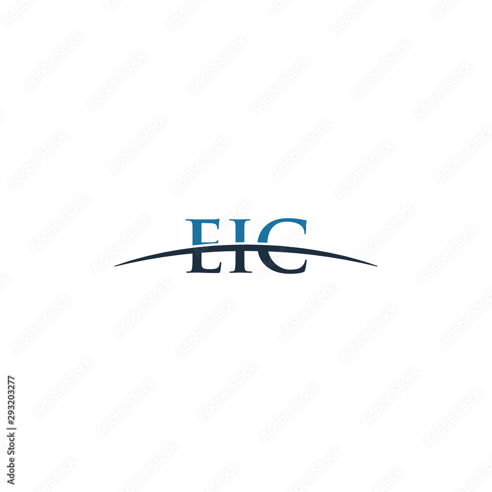Initial letter EIC, overlapping movement swoosh horizon logo company ...