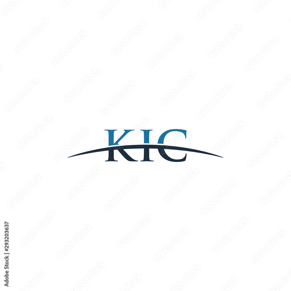 Initial letter KIC, overlapping movement swoosh horizon logo company ...