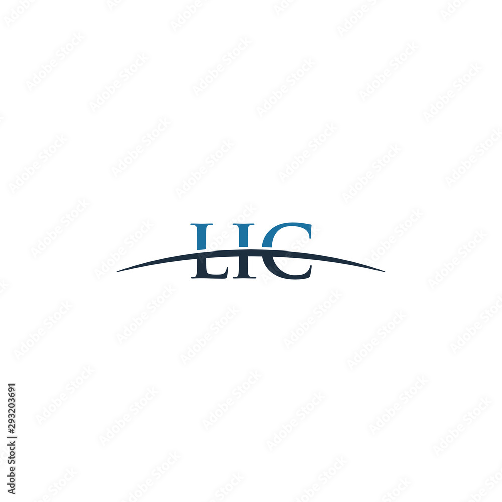 Initial letter LIC, overlapping movement swoosh horizon logo company ...