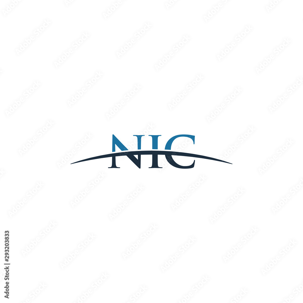 Initial letter NIC, overlapping movement swoosh horizon logo company ...