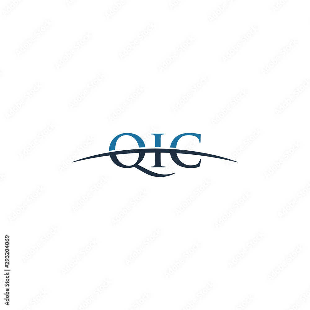 Vetor de Initial letter QIC, overlapping movement swoosh horizon logo ...