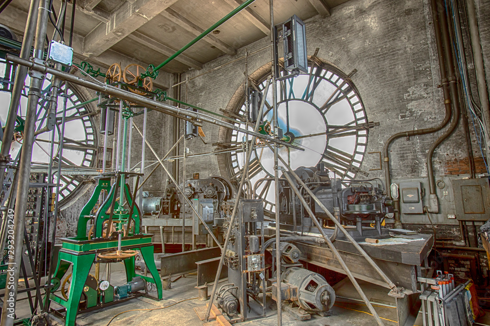 Clock tower works and dials Stock Photo | Adobe Stock